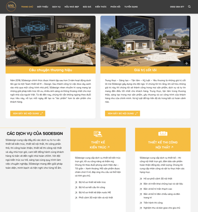 [Case study] Thiết kế website ngành thiết kế xây dựng - 5GDesign | WIFIM JSC